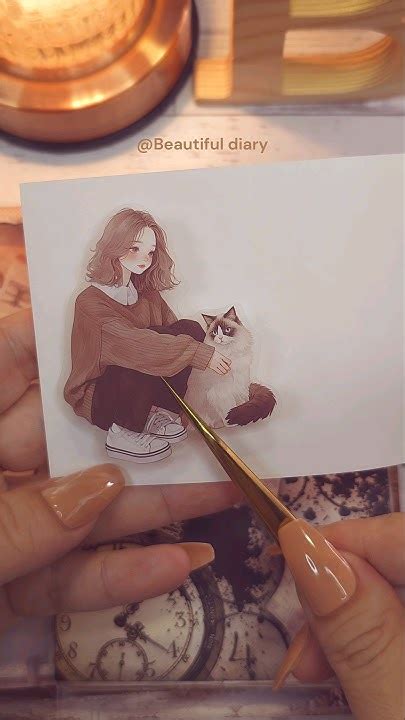 고양이와 나 [part 2] Asmr Journaling 빈티지다꾸 가위소리 Collage Scrapbooking Shorts Cat Girl 다꾸