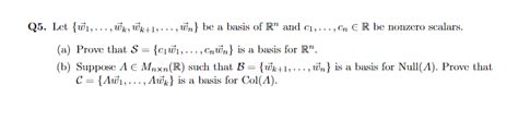 Solved Q Let W Wk Wk Wn Be A Basis Of Rn And Chegg Com