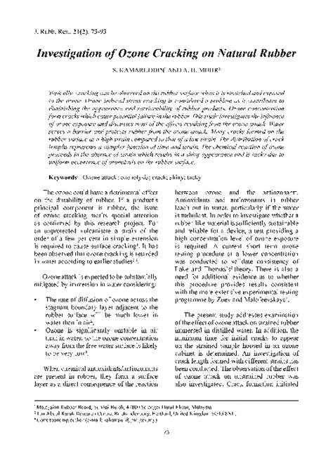 Pdf Investigation Of Ozone Cracking On Natural Rubber