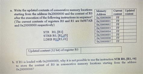 Solved A Write The Updated Contents Of Consecutive Memory