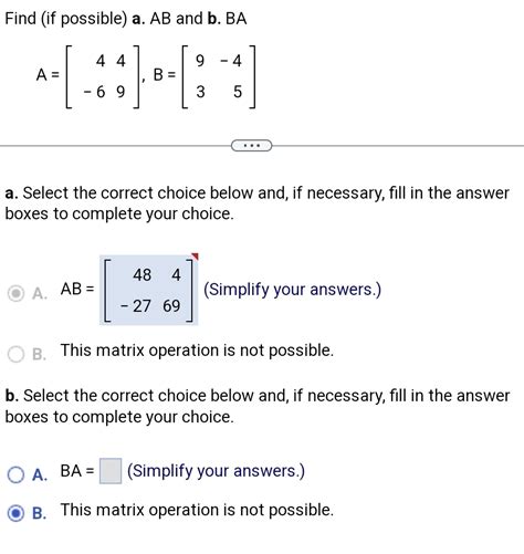 Solved Find If Possible A AB And B Chegg Com