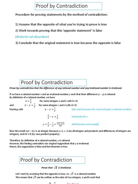 Proof By Contradiction Pdf Mathematical Proof Number Theory