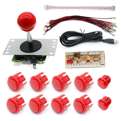 ARCADE Game Machine DIY Parts RED USB Encoder Joystick Push Buttons Cables