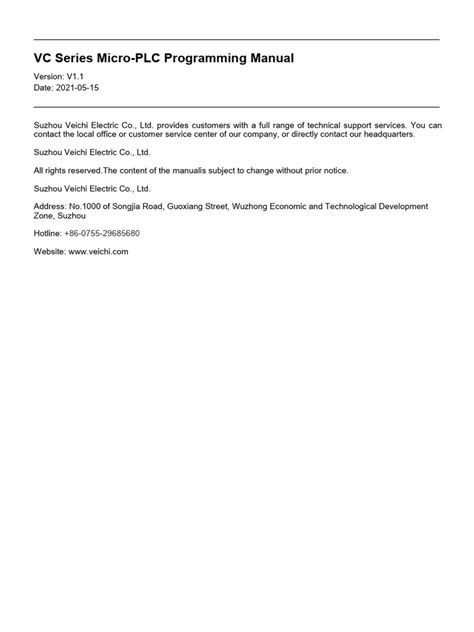 Veichi Vc Series Micro Plc Programming Manual V11 Pdf Programmable Logic Controller