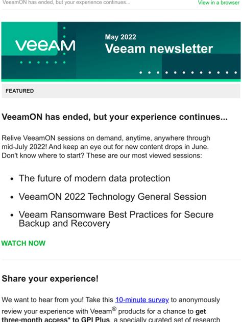 Veeam Performance Marketing Program Veeam Newsletter May 2022 Milled