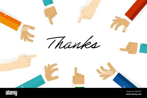 Thank You Thanks Text At The End Of Presentation Page Hand Clap