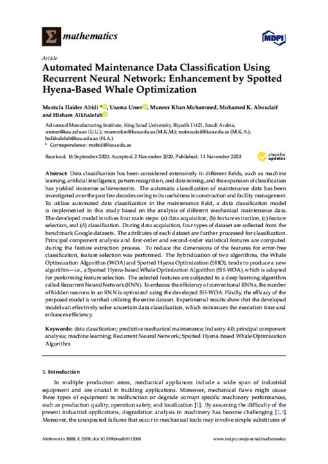 Pdf Automated Maintenance Data Classification Using Recurrent Neural