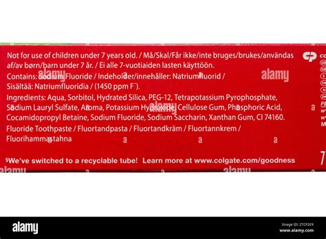 Toothpaste Ingredients Listed On Box Of Colgate Max White Luminous