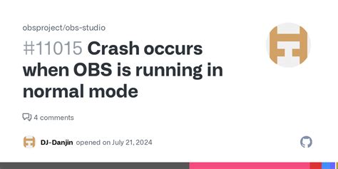 Crash Occurs When Obs Is Running In Normal Mode Issue Obsproject Obs Studio Github