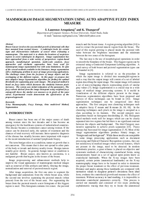 Pdf Mammogram Image Segmentation Using Auto Adaptive Fuzzy Index Measure