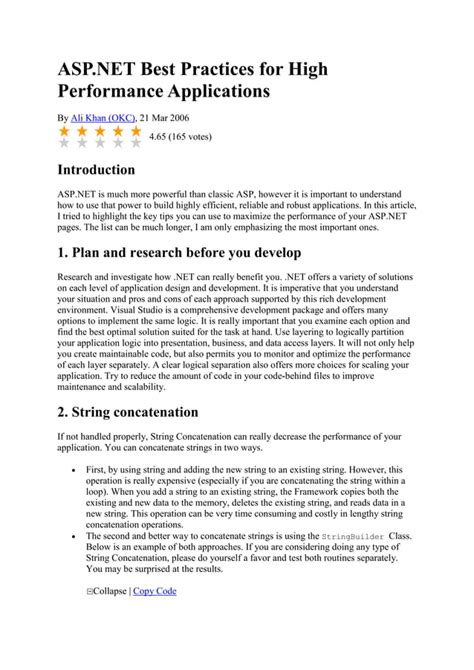 high performance coding practices code project pdf
