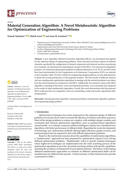 Pdf Material Generation Algorithm A Novel Metaheuristic Algorithm