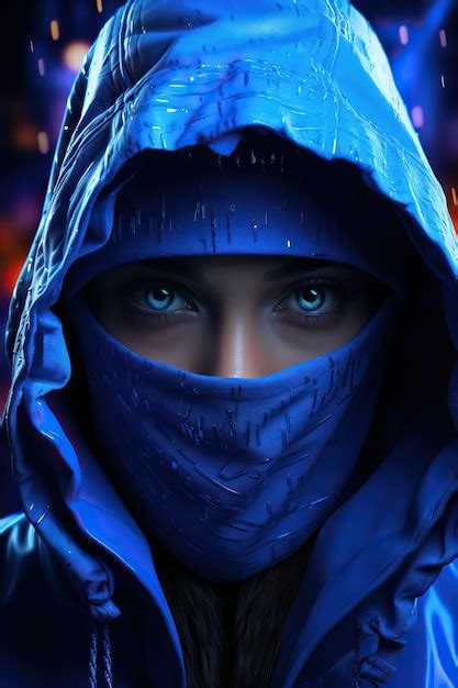 Premium Ai Image A Woman Wearing A Blue Hoodie