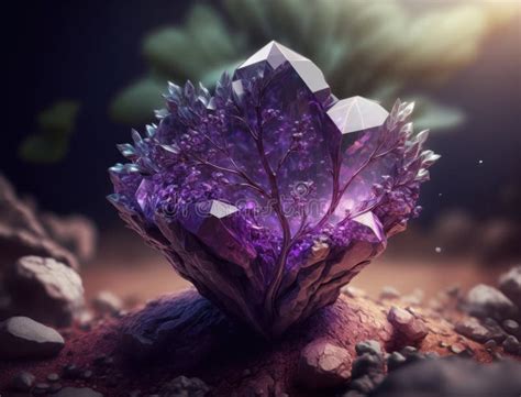 Colorful Crystal Tree Hybrid Created With Generative Ai Technology