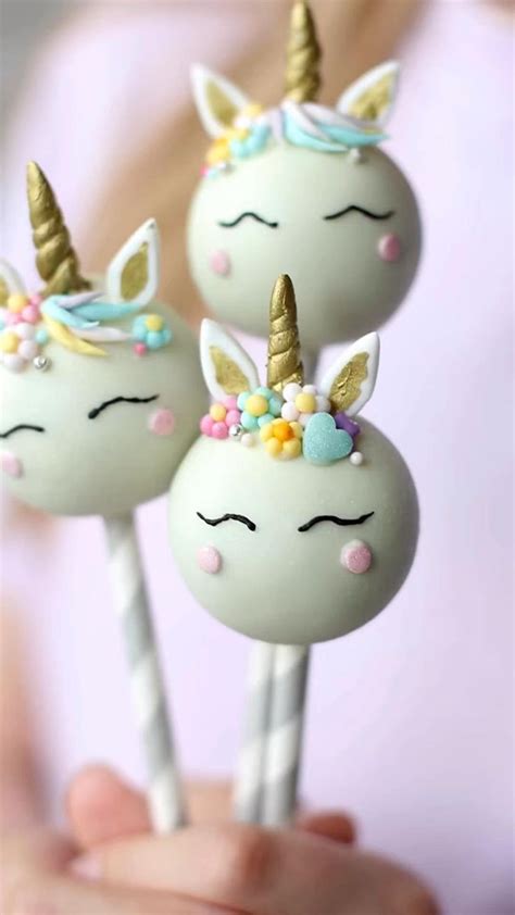 [Видео] «Кейк попсы единорожки Торты на день рождения единорога Пирожное на палочке Рецепт