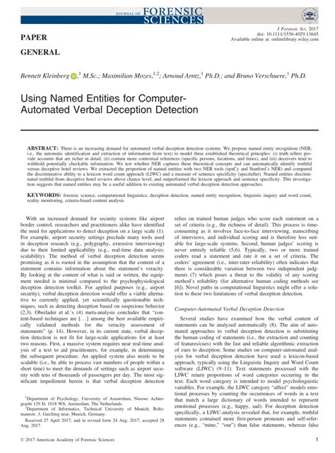 Pdf Preprint Using Named Entities For Computer Automated Verbal