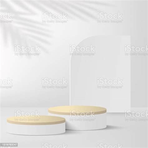 흰색 기하학적 3d 연단과 추상적 인 배경 벡터 일러스트레이션 0명에 대한 스톡 벡터 아트 및 기타 이미지 0명 3차원 형태 Fashion Show Istock