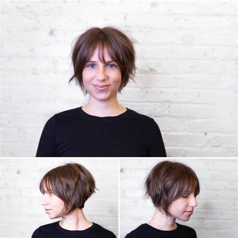 Short Shaggy Stacked Bob With Messy Beach Texture And Fringe Bangs With
