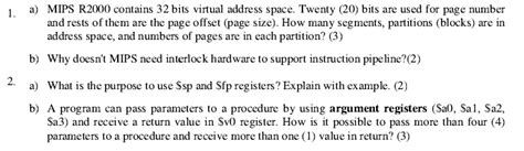 Solved A MIPS R Contains Bits Virtual Address Chegg Com