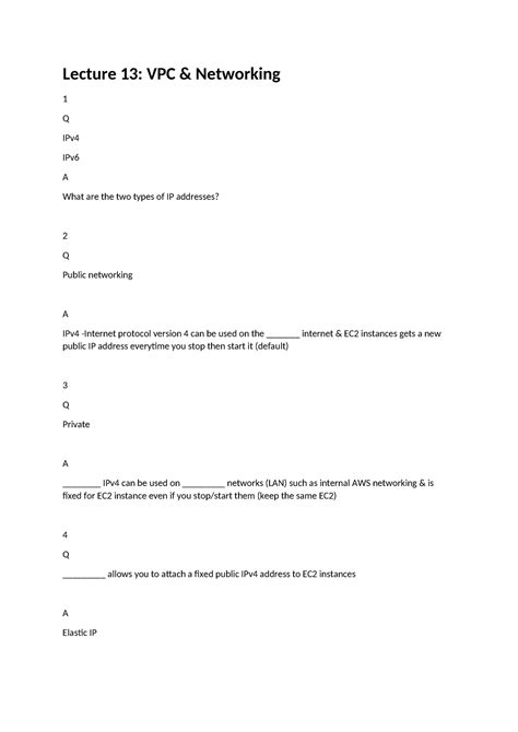Lecture 13 Vpc And Networking Lecture 13 Vpc And Networking 1 Q Ipv