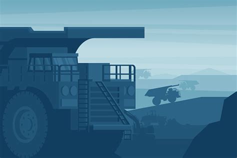 중장비 배경 광산 트럭 굴삭기 프론트 로더 광산 업계에서 작업 건물 정면에 대한 스톡 벡터 아트 및 기타 이미지 건물 정면 건설 산업 건설 현장 Istock