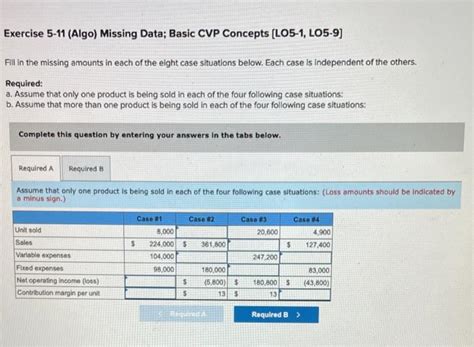 Solved Exercise 5 11 Algo Missing Data Basic CVP Concepts Chegg