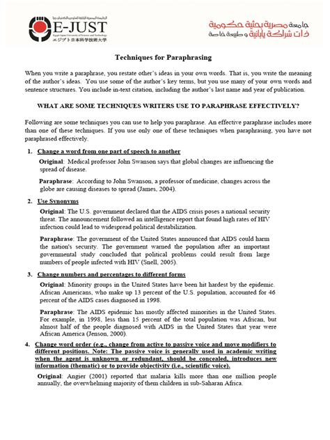 Paraphrasing Techniques Ejust Pdf Computational Fluid Dynamics