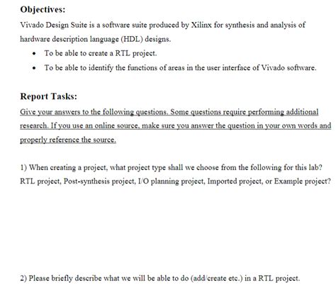 Solved Objectives Vivado Design Suite Is A Software Suite Chegg Com