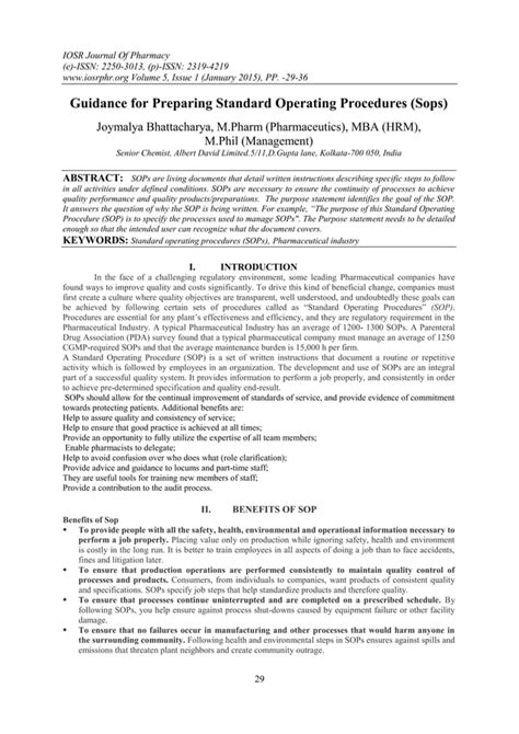 Guidance For Preparing Standard Operating Procedures Sops PDF