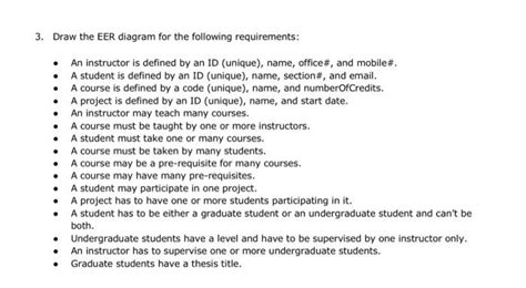 Solved Draw The EER Diagram For The Following Chegg Com