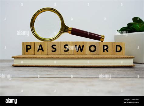 Magnifying Glass With Wooden Blocks Alphabet Letters Password Text Message On Wooden Background