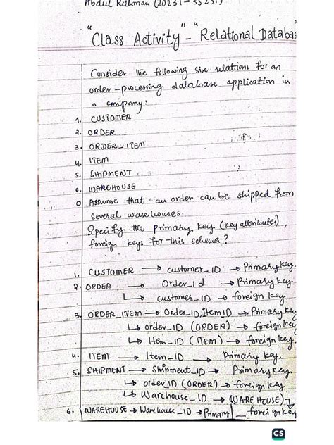 Relational Database Primary Foreign Keys Pdf