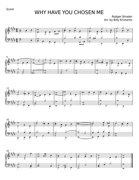 Why Have You Chosen Me Rodger Strader Sheet Music For Piano Solo
