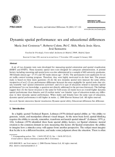 Pdf Dynamic Spatial Performance Sex And Educational Differences