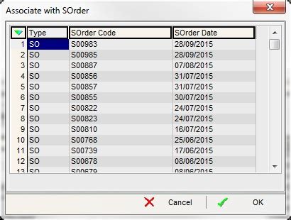 Associate With SOrder Dialog Khaos Control Support