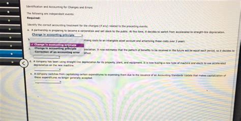 Solved Identification And Accounting For Changes And Errors Chegg