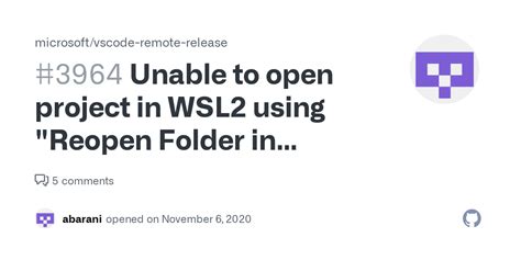 Unable To Open Project In WSL Using Reopen Folder In WSL Command Issue Microsoft