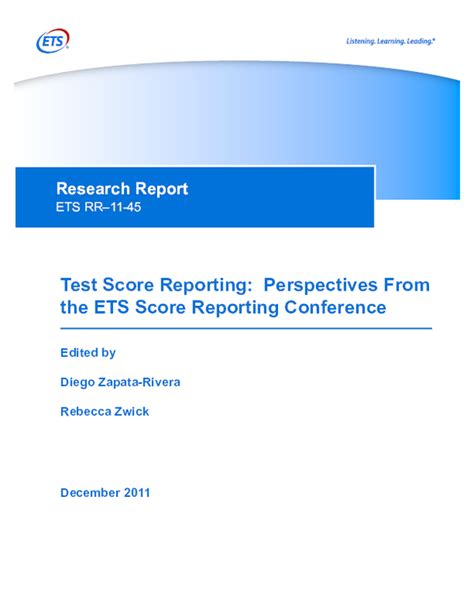 Pdf Test Score Reporting Perspectives From The Ets Score Reporting