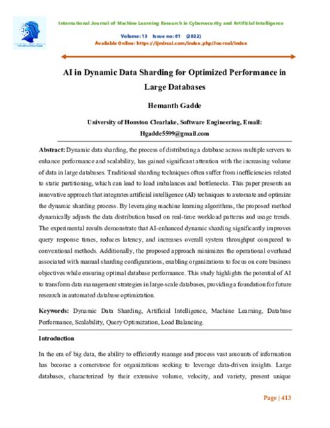 Pdf Ai In Dynamic Data Sharding For Optimized Performance In Large
