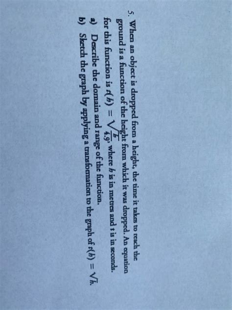 Solved 5 When An Object Is Dropped From A Height The Time