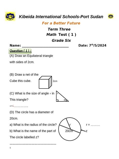 Term 3 Test 1 Math 6 Pdf