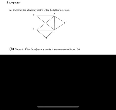 Solved 2 20 Points A Construct The Adjacency Matrix A