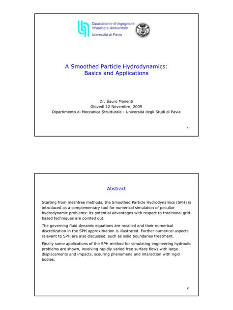PDF A Smoothed Particle Hydrodynamics Basics And Applications