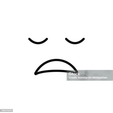 지친 얼굴 아이콘 Ui 및 Ux 웹 사이트 또는 모바일 응용 프로그램에 대한 감정 아이콘의 간단한 얇은 라인 개요 벡터 귀여운에