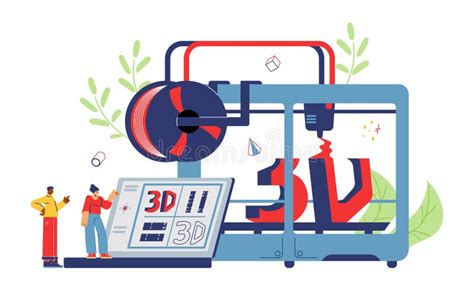 3d Printer Operating System And Software Flat Vector Illustration Isolated Stock Vector