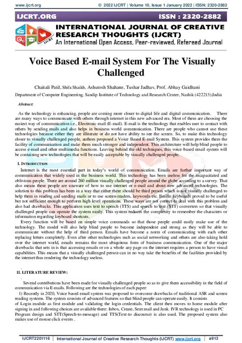 Pdf Voice Based E Mail System For The Visually Challenged