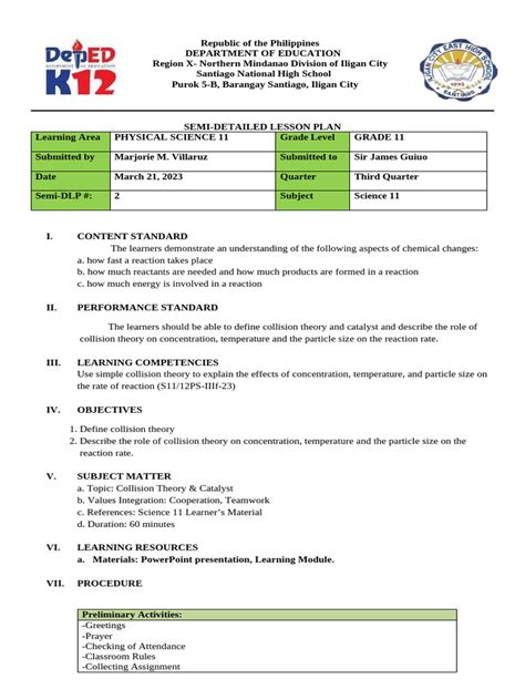 Lessonplan2 Collision Theory And Catalyst Part1 Pdf Reaction Rate Carbohydrates