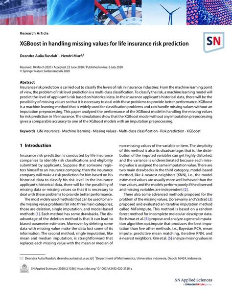 pdf xgboost in handling missing values for life … vol 0123456789