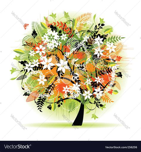 Floral Tree Royalty Free Vector Image VectorStock