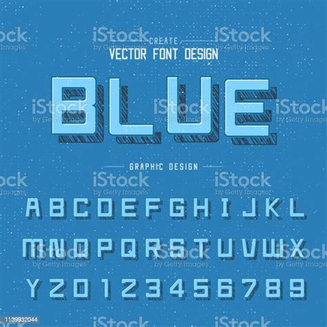 빈티지 글꼴 및 알파벳 벡터 쓰기 사각형 서체 문자 및 텍스처 배경에 스크립트 디자인 3차원 형태에 대한 스톡 벡터 아트 및